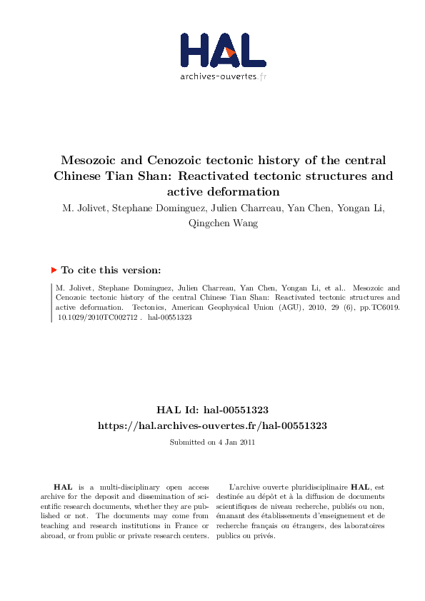 Pdf Mesozoic And Cenozoic Tectonic History Of The Central Chinese