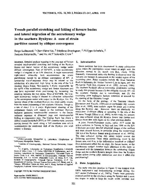 (PDF) Trench‐parallel stretching and folding of forearc basins and ...