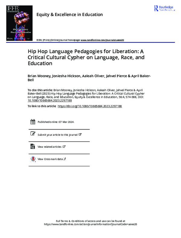 (PDF) Hip Hop language pedagogies for liberation: A critical cultural ...