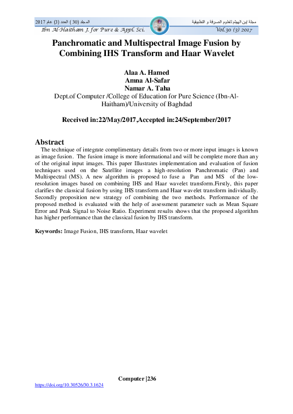 (PDF) Panchromatic and Multispectral Image Fusion by Combining IHS ...