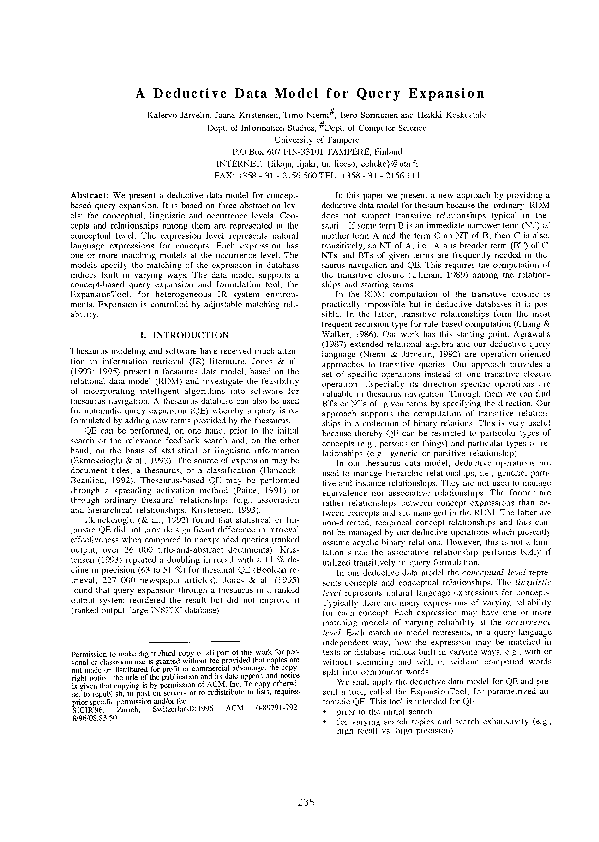 (PDF) A deductive data model for query expansion