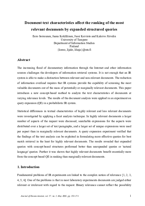 (PDF) Document text characteristics affect the ranking of the most relevant documents by ...