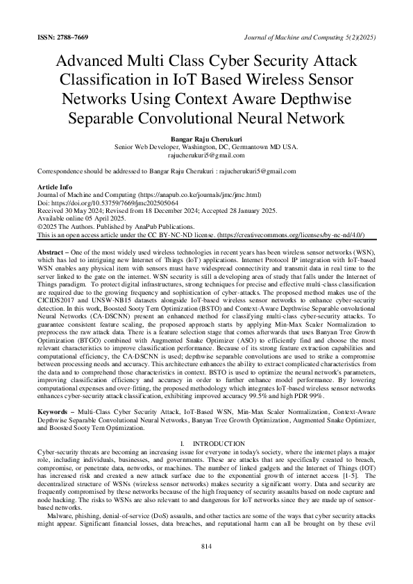 (PDF) Advanced Multi Class Cyber Security Attack Classification in IoT ...