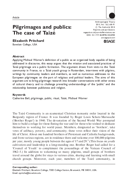 (PDF) Pilgrimages and publics: The case of Taize