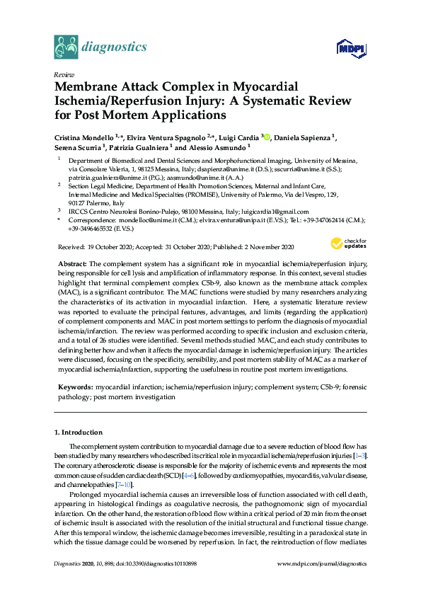 (PDF) Membrane Attack Complex in Myocardial Ischemia/Reperfusion Injury ...