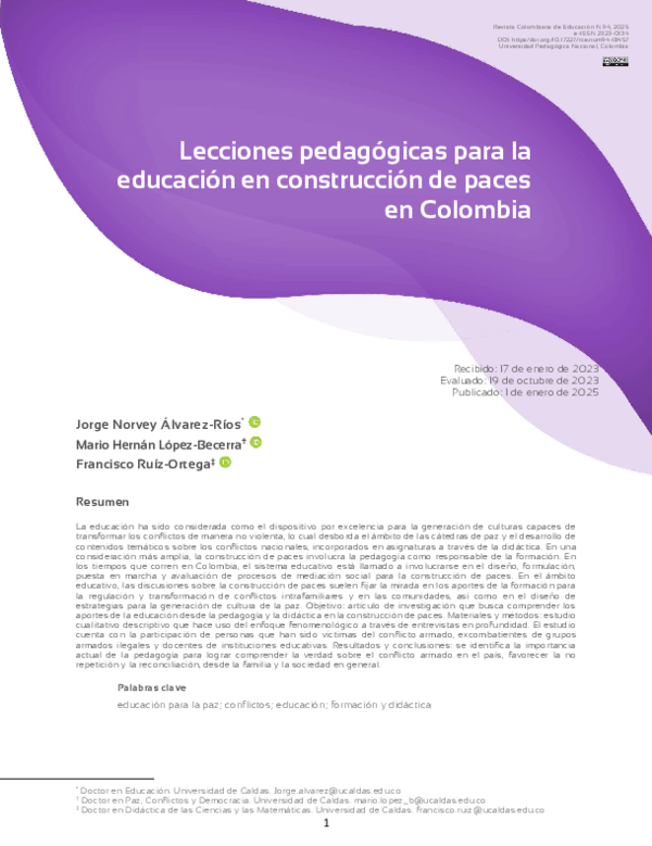 (PDF) Lecciones pedagógicas para la educación en construcción de paces ...