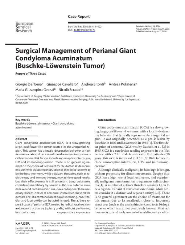 (PDF) Surgical Management of Perianal Giant Condyloma Acuminatum ...