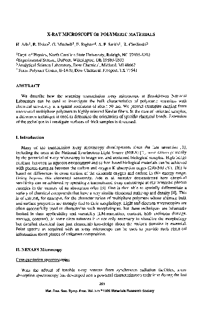 (PDF) X-ray Microscopy of Polymeric Materials