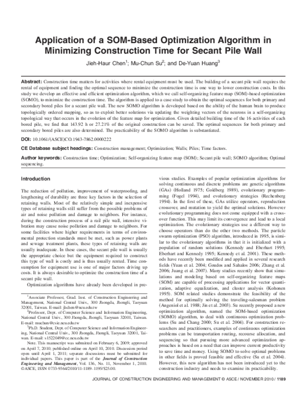 (PDF) Application of a SOM-Based Optimization Algorithm in Minimizing Construction Time for ...
