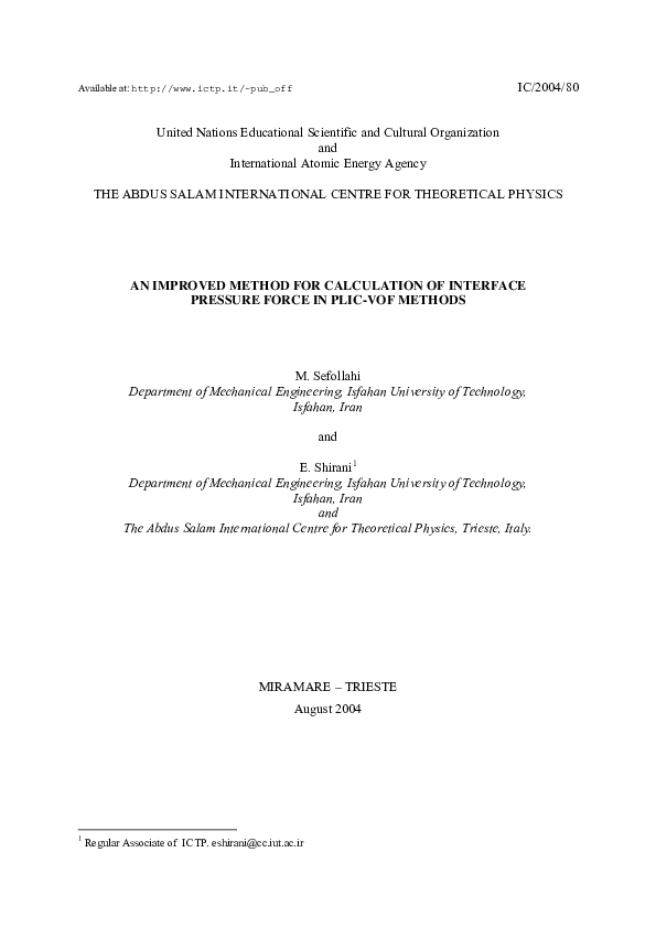 (PDF) An improved method for calculation of interface pressure force in ...