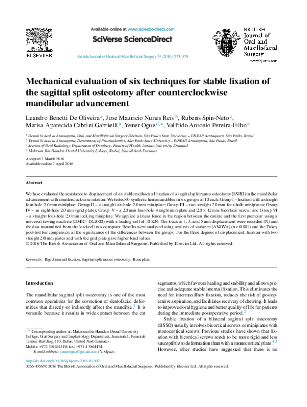 (PDF) Mechanical evaluation of six techniques for stable fixation of ...