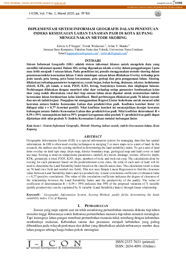 (PDF) Implementasi Sistem Informasi Geografis dalam Penentuan Indeks ...