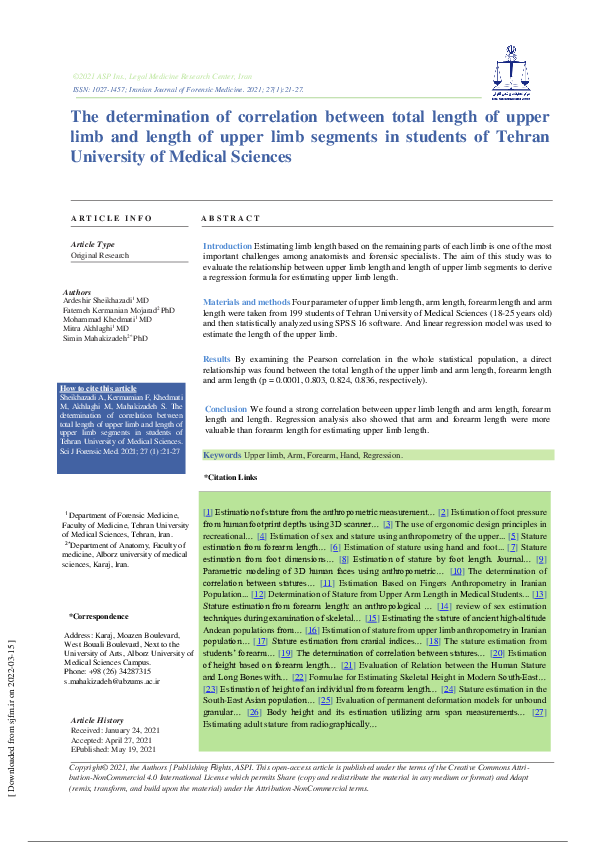(PDF) The determination of correlation between total length of upper ...