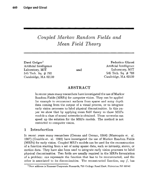 (PDF) Coupled markov random fields and mean field theory