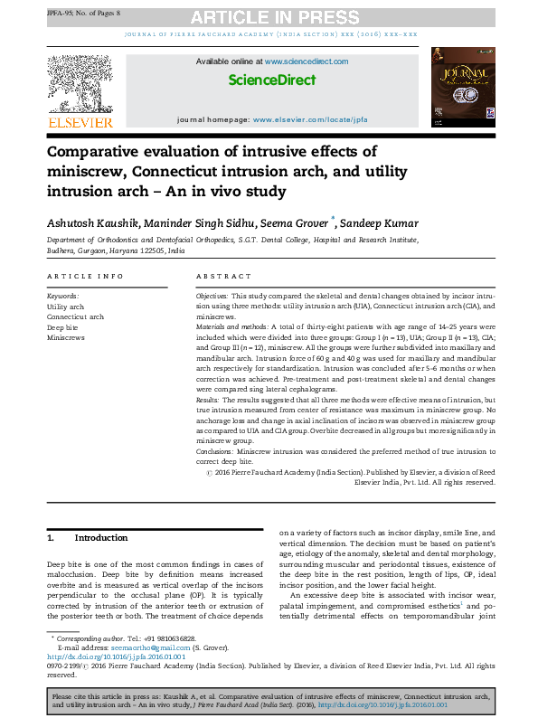 (PDF) Comparative evaluation of intrusive effects of miniscrew ...