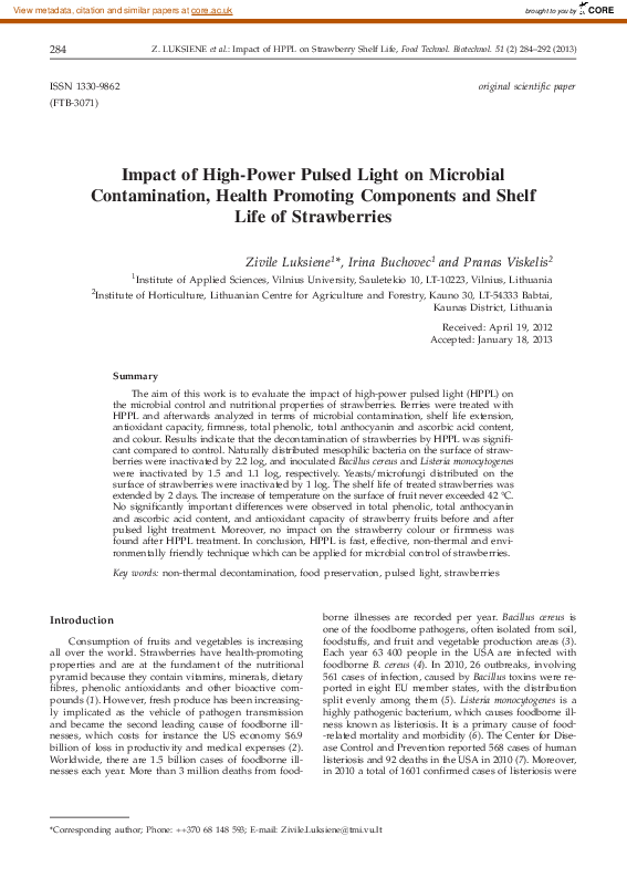 (PDF) Impact of High-Power Pulsed Light on Microbial Contamination ...