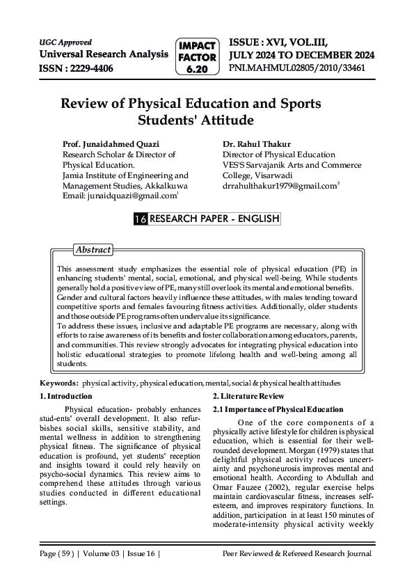 (PDF) Review of Physical Education and Sports Students' Attitude