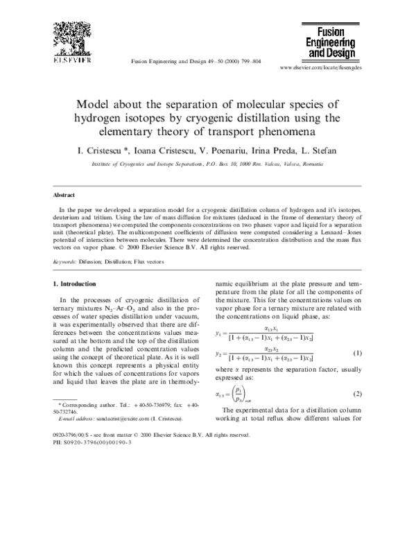 (PDF) Model about the separation of molecular species of hydrogen ...