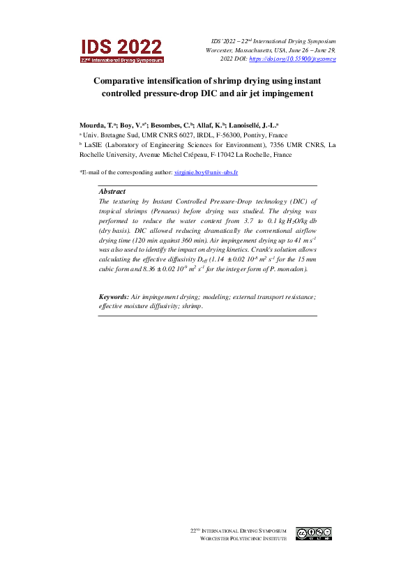 (PDF) Comparative Intensification of Shrimp Drying using Instant ...