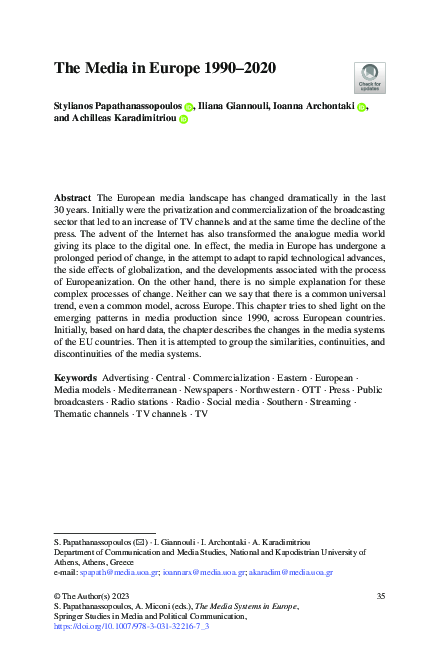 (PDF) The Media in Europe 1990–2020