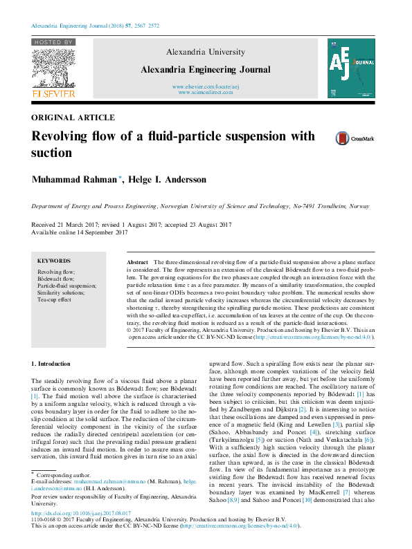 (PDF) Revolving flow of a fluid-particle suspension with suction