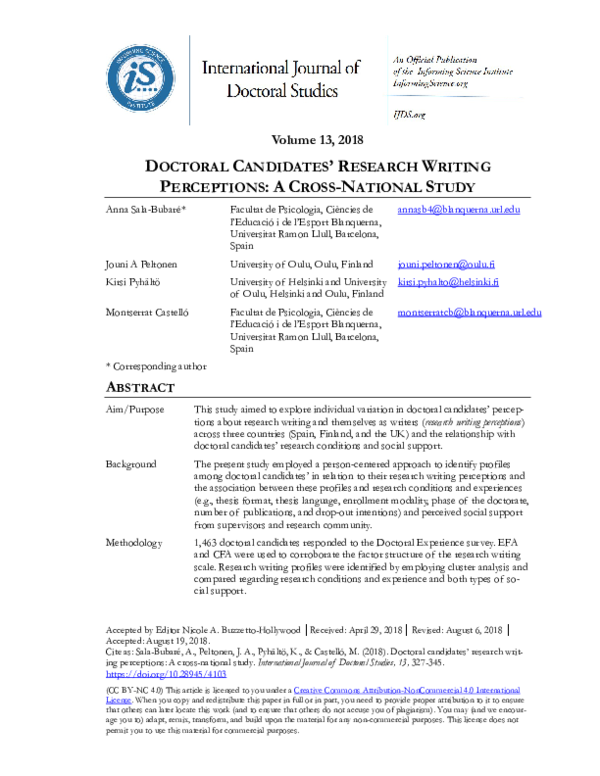 (PDF) Doctoral Candidates’ Research Writing Perceptions: A Cross ...