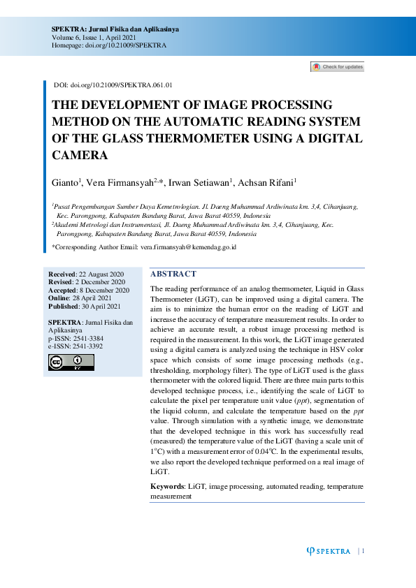 (PDF) THE DEVELOPMENT OF IMAGE PROCESSING METHOD ON THE AUTOMATIC READING SYSTEM OF THE GLASS ...