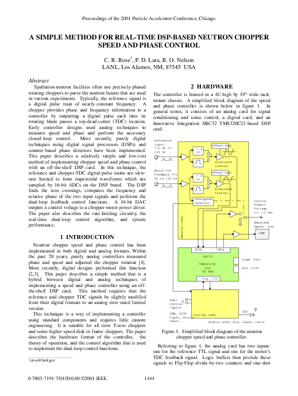 (PDF) A simple method for real-time DSP-based neutron chopper speed and ...
