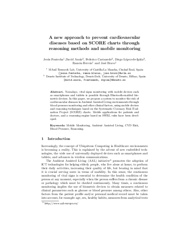 (PDF) A New Approach to Prevent Cardiovascular Diseases Based on SCORE ...