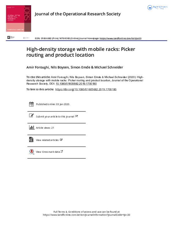 (PDF) High-density storage with mobile racks: Picker routing and ...
