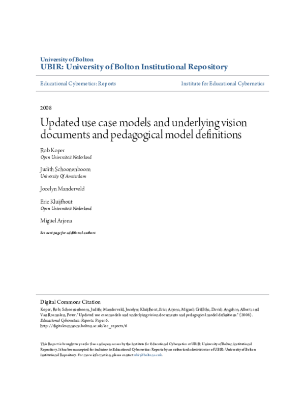 (PDF) Updated use case models and underlying vision documents and pedagogical model definitions