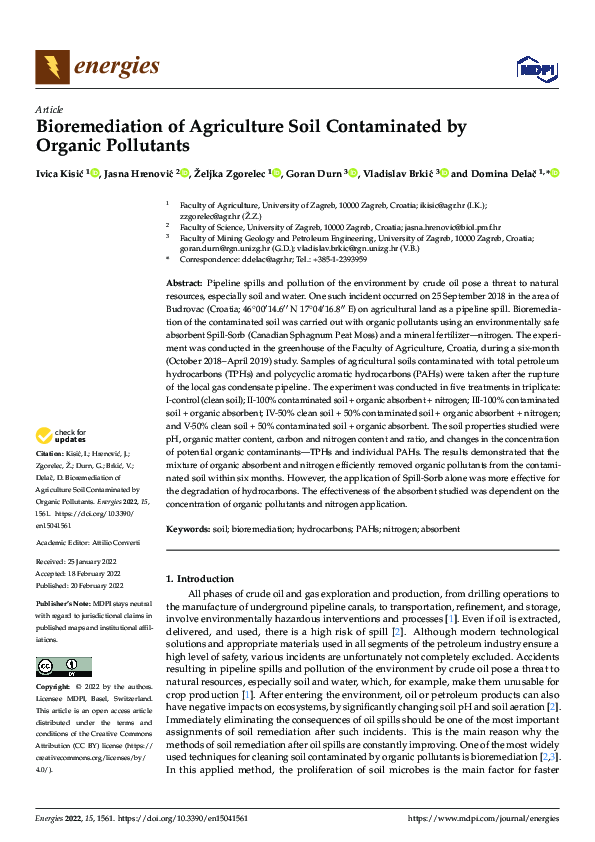 (PDF) Bioremediation of Agriculture Soil Contaminated by Organic Pollutants