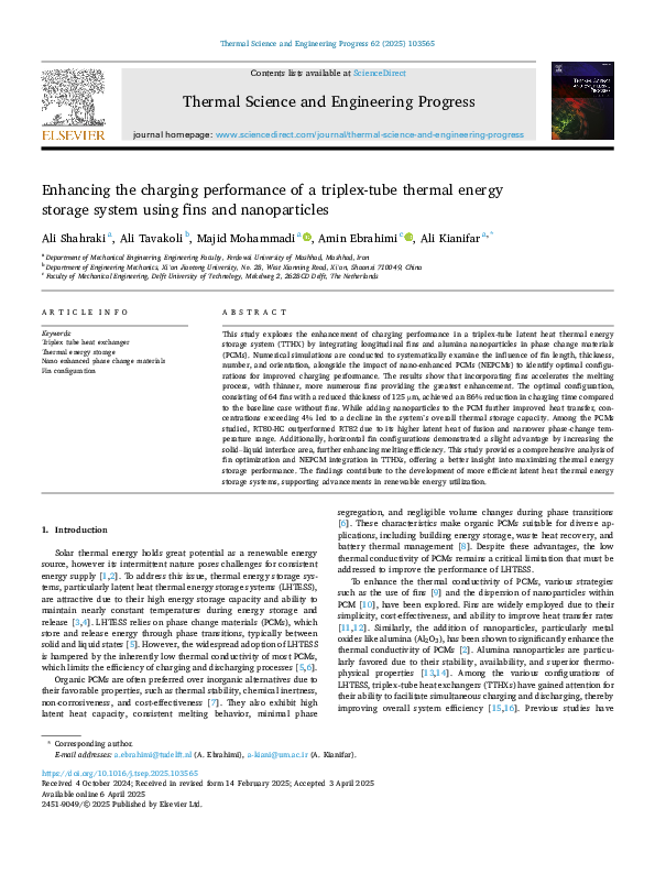 (PDF) Enhancing the charging performance of a triplex-tube thermal ...