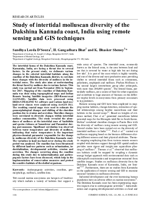 (PDF) Study of intertidal molluscan diversity of the Dakshina Kannada ...