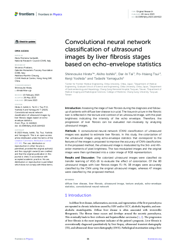 (PDF) Convolutional neural network classification of ultrasound images by liver fibrosis stages ...