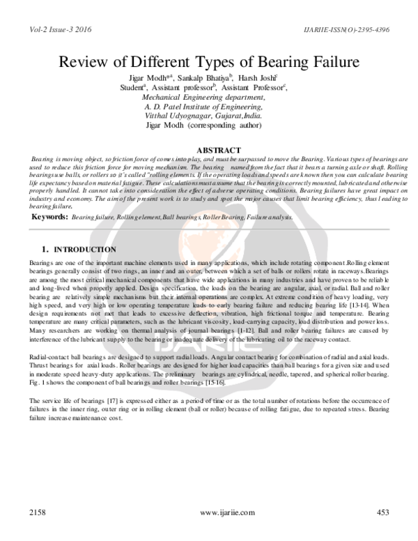 (PDF) Review of different types of bearing failure