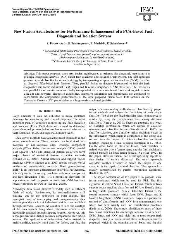 (PDF) New Fusion Architectures for Performance Enhancement of a PCA-Based Fault Diagnosis and ...
