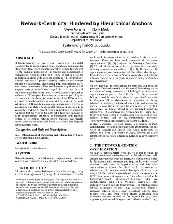 (PDF) Network-centricity