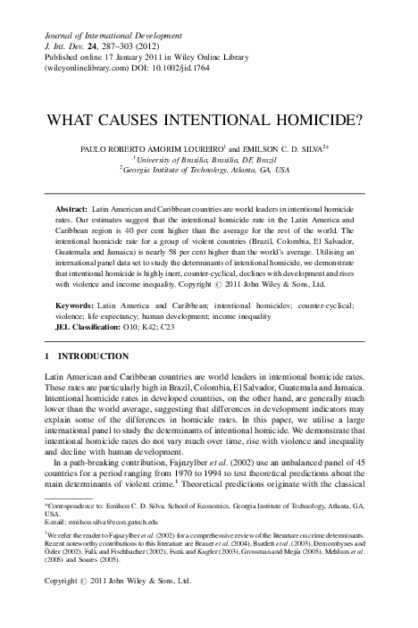 (PDF) What Causes Intentional Homicide?