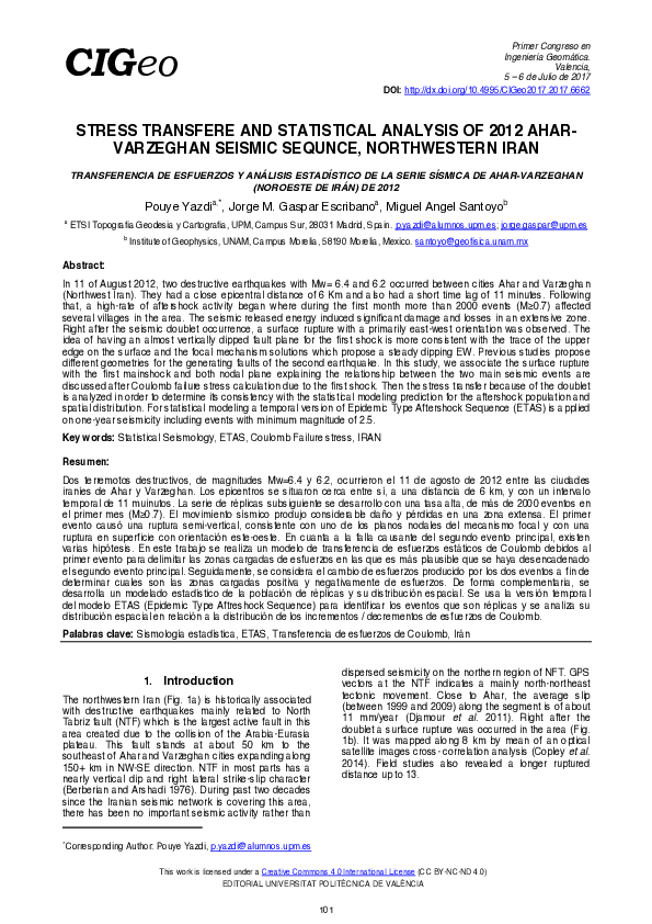 (PDF) Stress Transfere and Statistical Analysis of 2012 Ahar-Varzeghan ...