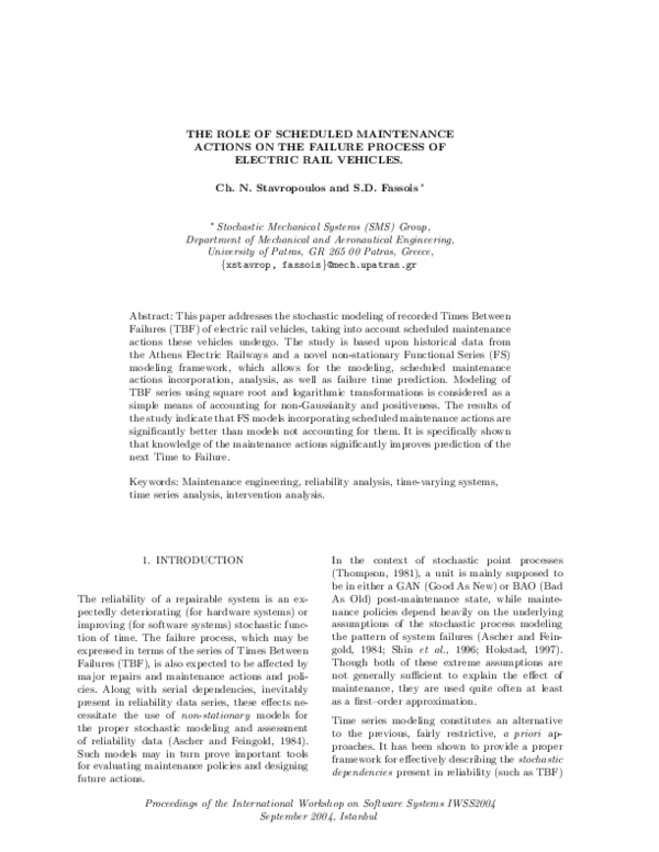 (PDF) The Role of Scheduled Maintenance Actions on the Failure Process ...