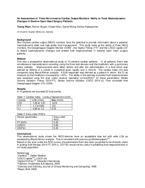 (PDF) An Assessment of Three Non-invasive Cardiac Output Monitors ...