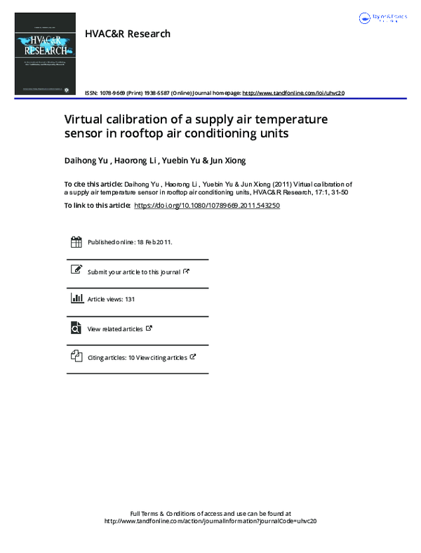 (PDF) Virtual calibration of a supply air temperature sensor in rooftop ...