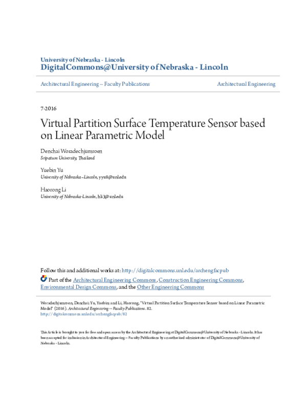 (PDF) Virtual partition surface temperature sensor based on linear parametric model
