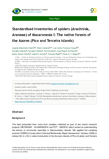 (PDF) Standardised inventories of spiders (Arachnida, Araneae) of ...