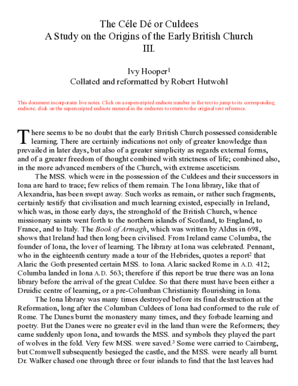(PDF) The Céle Dé or Culdees. A Study on the Origins of the Early ...