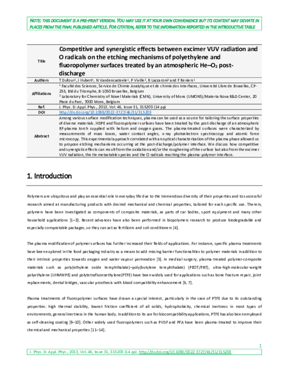 (PDF) Competitive and synergistic effects between excimer VUV radiation ...