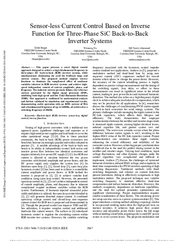 (PDF) Sensor-less Current Control Based on Inverse Function for Three ...