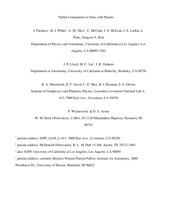 (PDF) Stellar Companions to Stars with Planets