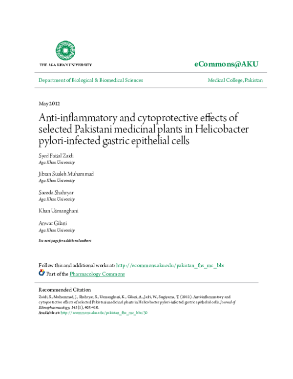 (PDF) Anti-inflammatory and cytoprotective effects of selected ...